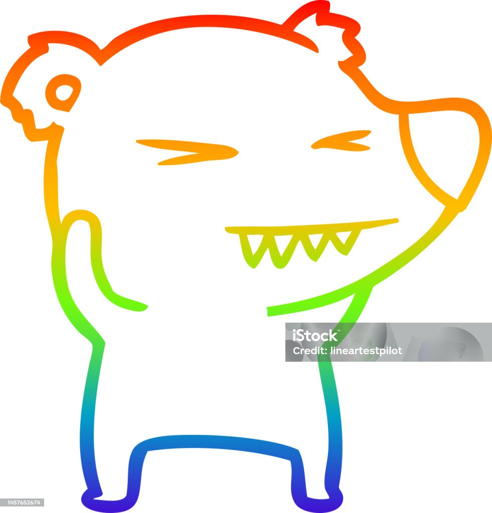Dessin Au Trait Dégradé Arcenciel Dun Dessin Animé Dours Polaire En