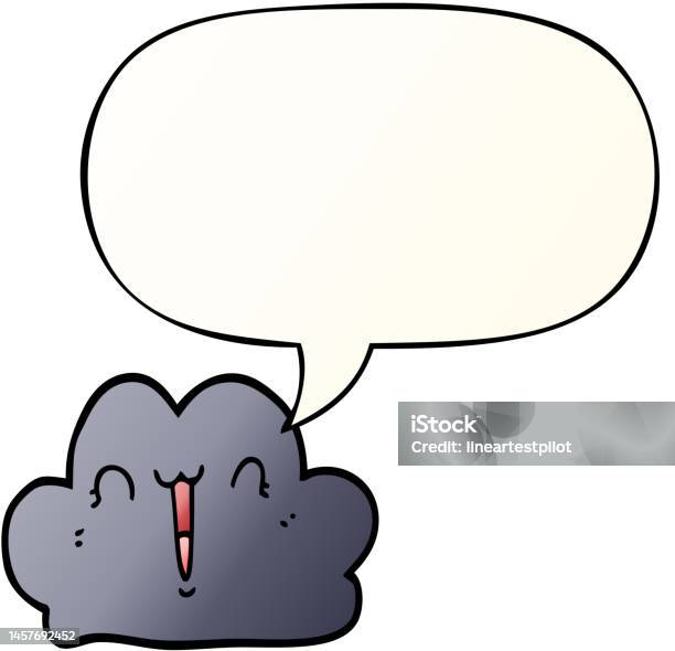 Awan Kartun Lucu Dengan Gelembung Ucapan Dalam Gaya Gradien Halus