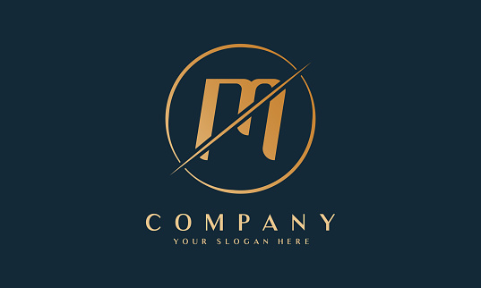Irisan Logo Huruf M Dengan Bentuk Lingkaran Template Logo Mewah Letter M Dalam Warna Emas Desain