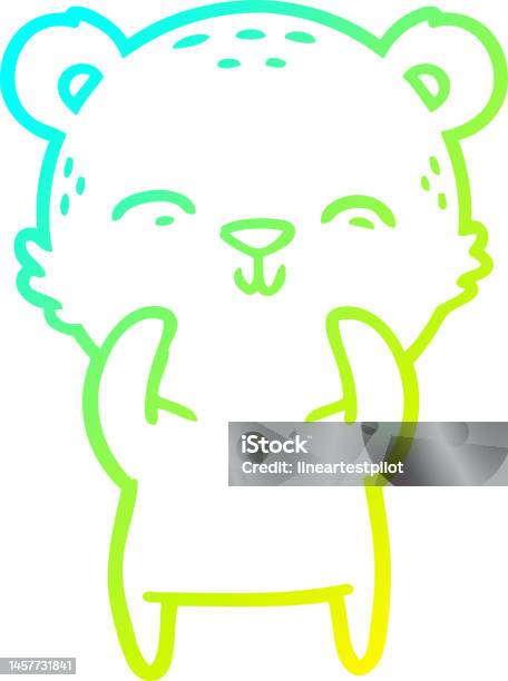 Dessin Au Trait Dégradé Froid Dun Ours De Dessin Animé Heureux Vecteurs