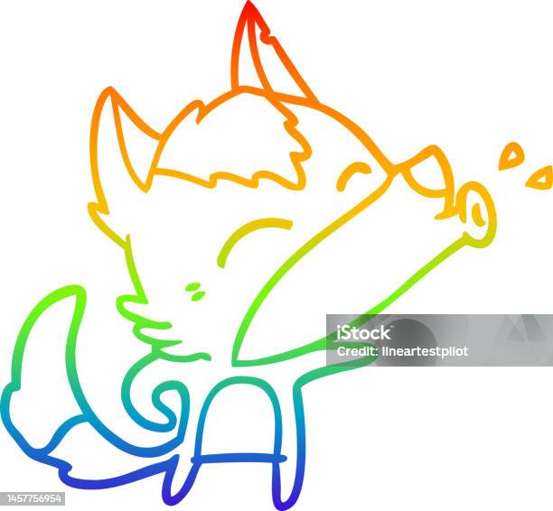 Dessin Au Trait Dégradé Arcenciel Dun Dessin Animé De Loup Hurlant