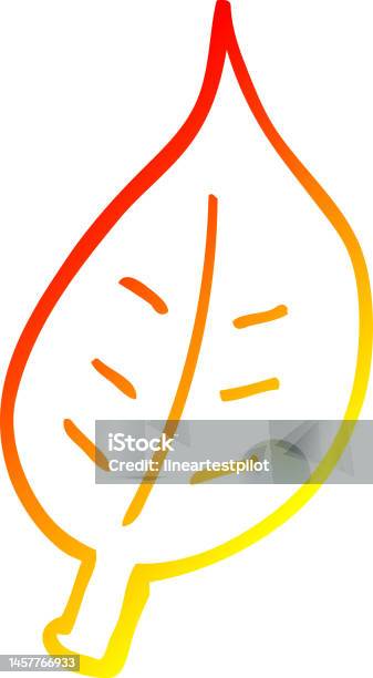 Dessin Au Trait Dégradé Chaud Dune Feuille Automnale De Dessin Animé