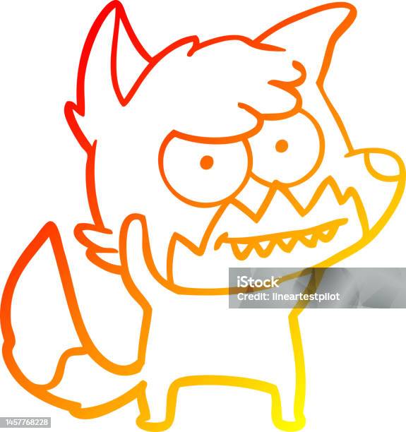 Dessin Au Trait Dégradé Chaud Dun Renard Souriant De Dessin Animé