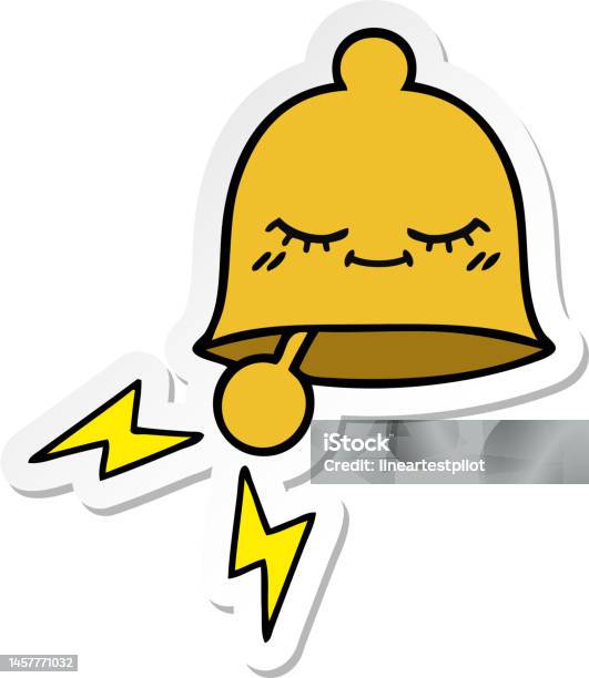 Autocollant Dune Jolie Cloche De Dessin Animé Qui Sonne Vecteurs Libres