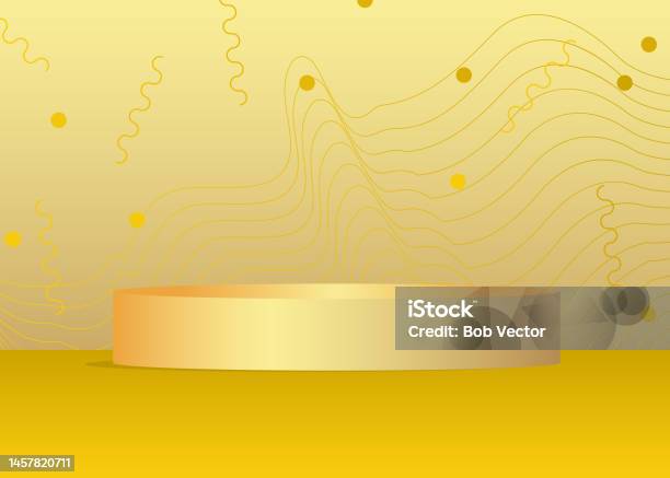 Tampilan Produk Emas Dan Kuning Ruang Emas Vektor 3d Podium Alas