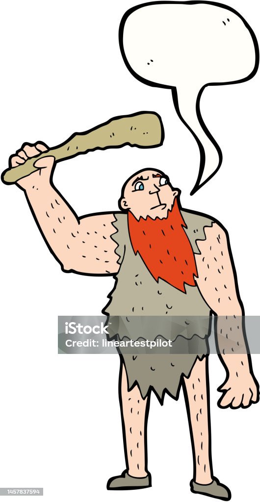 Cartoon Neanderthal With Speech Bubble Stock Illustration Download