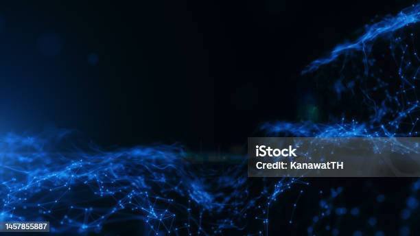 Latar Belakang Abstrak Biru Garis Digital Dan Titiktitik Terhubung