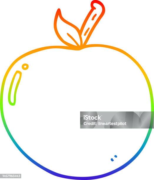 Dessin Au Trait Dégradé Arcenciel Dune Pomme De Dessin Animé Vecteurs
