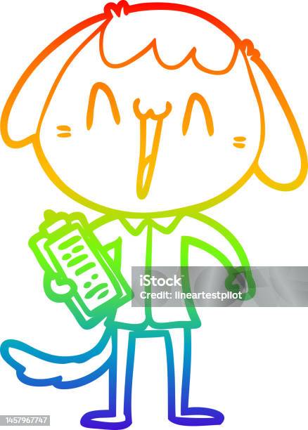 Dessin Au Trait Dégradé Arcenciel Dun Chien De Dessin Animé Mignon