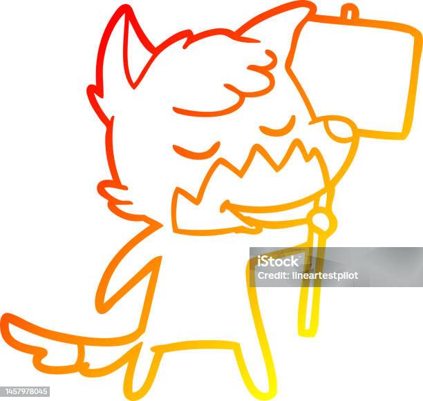 Dessin Au Trait Dégradé Chaud Dun Sympathique Renard De Dessin Animé