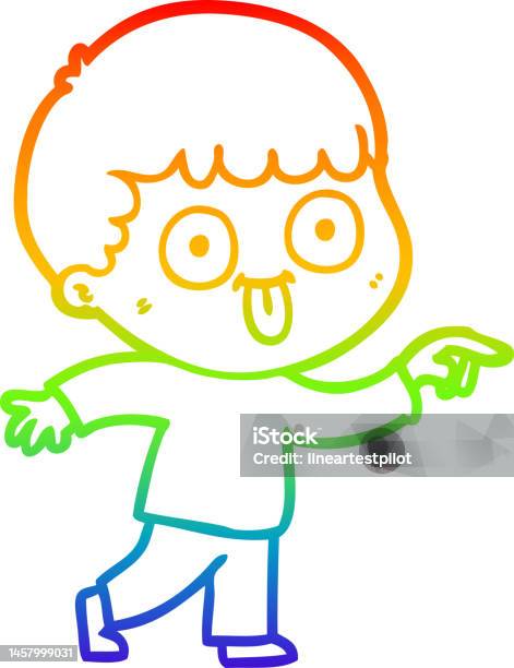 Dessin Au Trait Dégradé Arcenciel Dun Homme De Dessin Animé Regardant