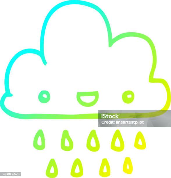 Dessin Au Trait Dégradé Froid Dun Nuage Dorage De Dessin Animé Vecteurs