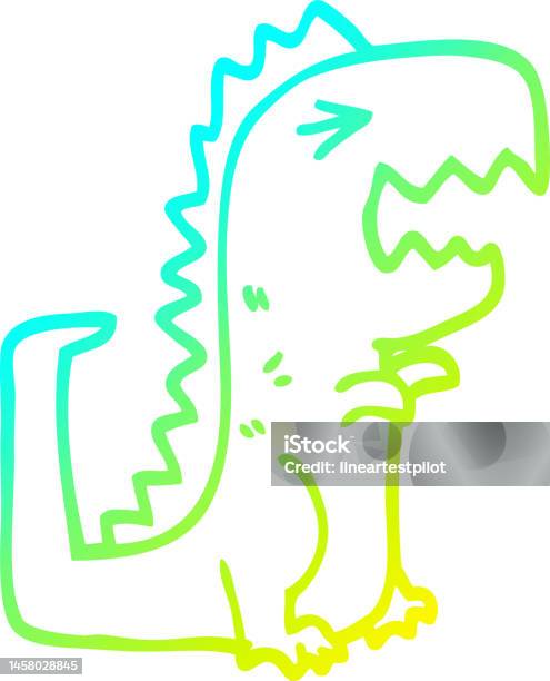 Dessin Au Trait Dégradé Froid Dun Dessin Animé Rugissant T Rex Vecteurs