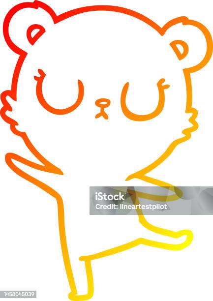 Dessin Au Trait Dégradé Chaud Dun Ours Polaire De Dessin Animé Paisible