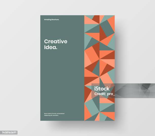 Tata Letak Sampul Majalah Segi Enam Geometris Yang Jelas Brosur Unik