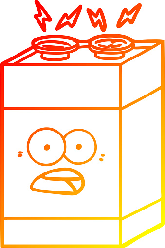 Dessin Au Trait Dégradé Chaud Dune Batterie Choquée De Dessin Animé