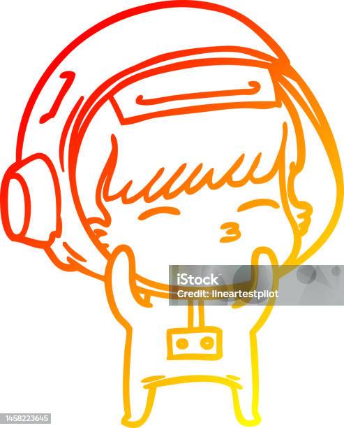 Dessin Au Trait Dégradé Chaud Dun Astronaute Curieux De Dessin Animé