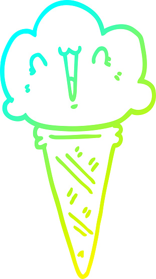 Dessin Au Trait Dégradé Froid Dune Glace De Dessin Animé Avec Visage