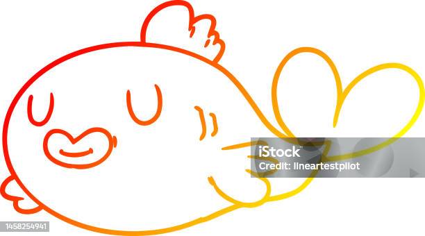 Dessin Au Trait Dégradé Chaud Dun Poisson De Dessin Animé Heureux