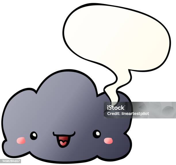 Awan Kartun Lucu Dengan Gelembung Ucapan Dalam Gaya Gradien Halus