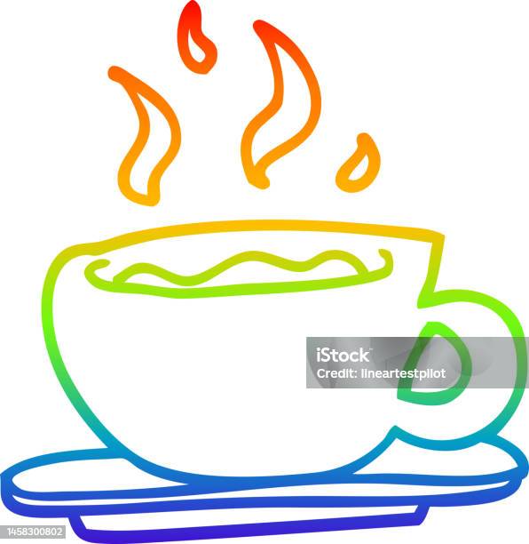Dessin Au Trait Dégradé Arcenciel Dune Tasse À Café De Dessin Animé