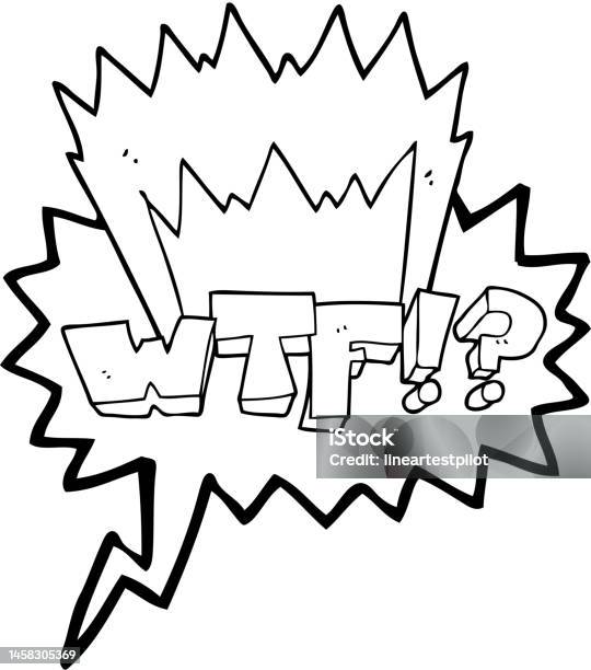 Discours À Main Levée Dessiné Bulle Dessin Animé Wtf Symbole Wtf
