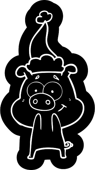 Icône De Dessin Animé Joyeuse Et Originale Dun Cochon Portant Un