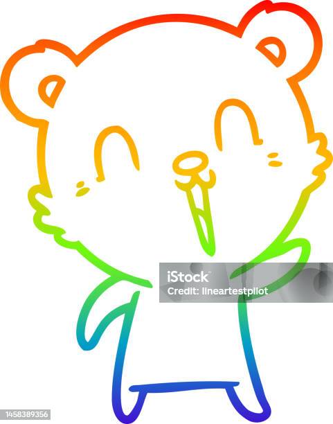 Dessin Au Trait Dégradé Arcenciel Dun Ours De Dessin Animé Heureux