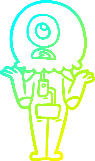 Dessin Au Trait Dégradé Froid Dun Dessin Animé Cyclope Extraterrestre