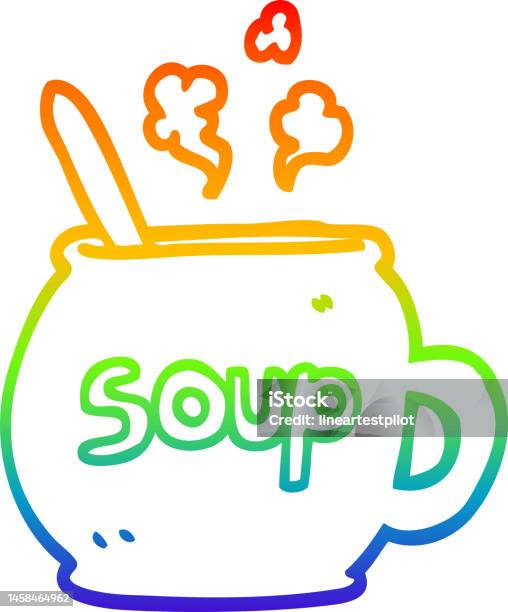 Dessin Au Trait Dégradé Arcenciel Dune Tasse De Soupe De Dessin Animé