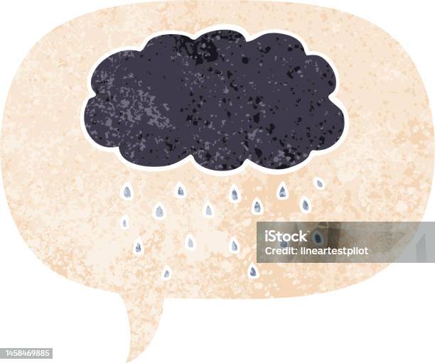 Nuage De Dessin Animé Qui Pleut Avec Bulle De Parole Dans Un Style
