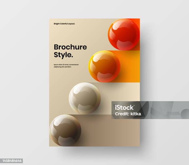 Tata Letak Desain Vektor A4 Spanduk Baru Template Handbill Bola 3d
