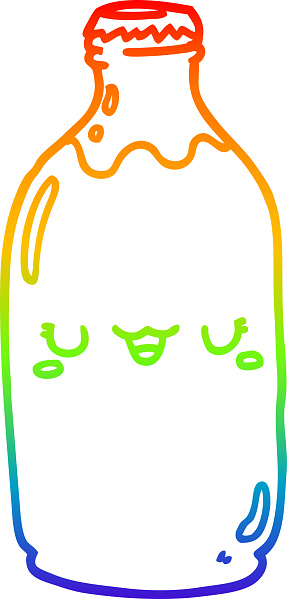 Dessin Au Trait Dégradé Arcenciel Dune Jolie Bouteille De Lait De