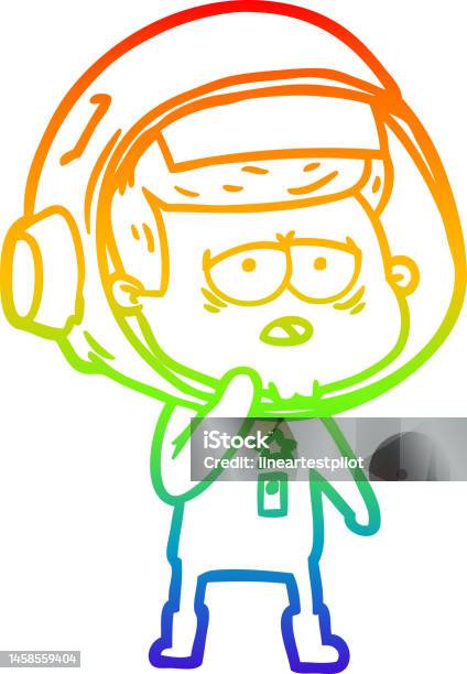 Dessin Au Trait Dégradé Arcenciel Dun Astronaute Fatigué De Dessins