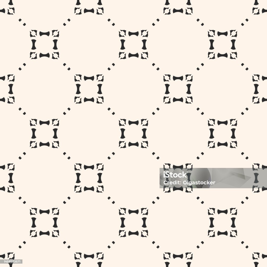 Vector Ornamental Grid Seamless Pattern Subtle Monochrome Geometric