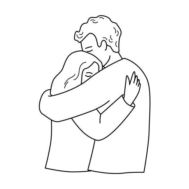 Two People Hugging Each Other Black And White Two People Hugging Each Other Black And White