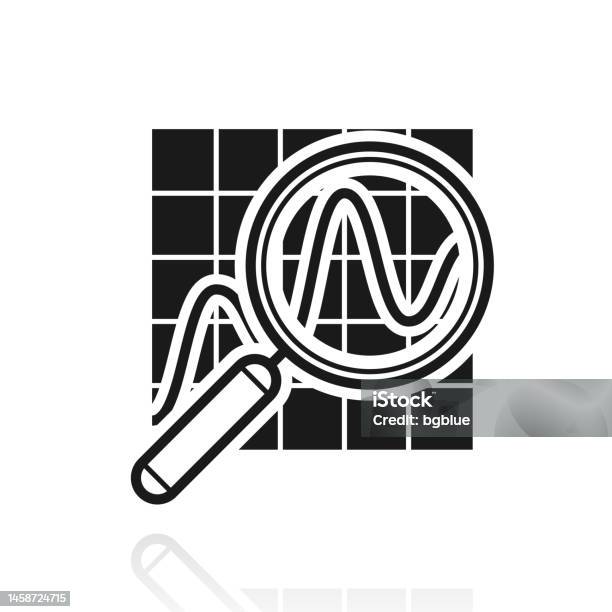 Magnifying Glass With Graph Icon With Reflection On White Background