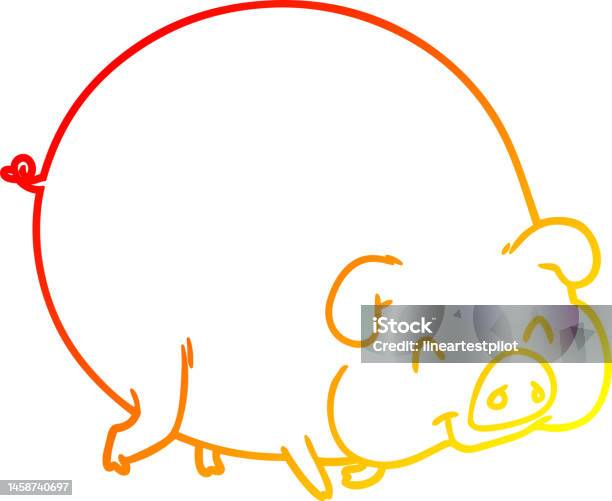 Dessin Au Trait Dégradé Chaud Dun Cochon De Dessin Animé Vecteurs