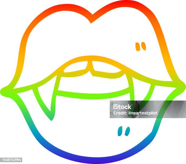 Dessin Au Trait Dégradé Arcenciel Dune Bouche De Vampire De Dessin