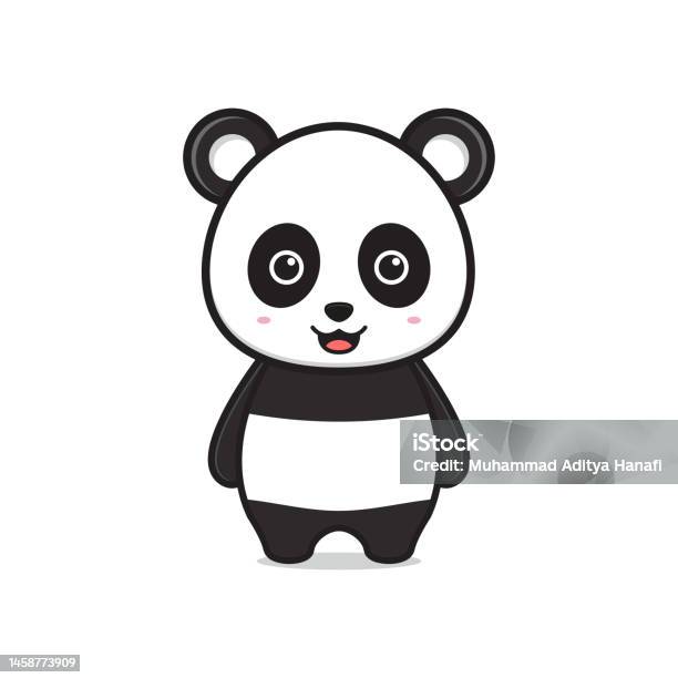 Ilustrasi Ikon Kartun Karakter Maskot Panda Lucu Desain Gaya Kartun
