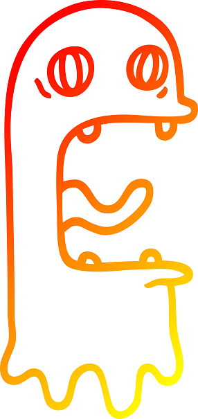 Dessin Au Trait Dégradé Chaud Dun Fantôme Effrayant De Dessin Animé