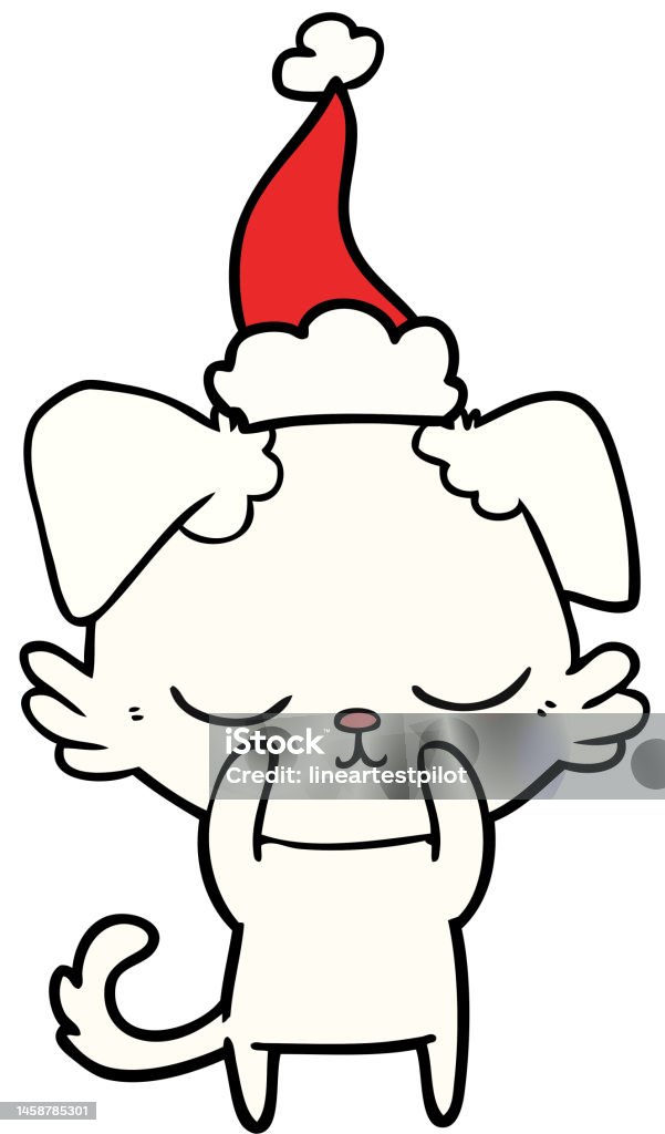 Joli Dessin Au Trait Dessiné À La Main Dun Chien Portant Un Chapeau De