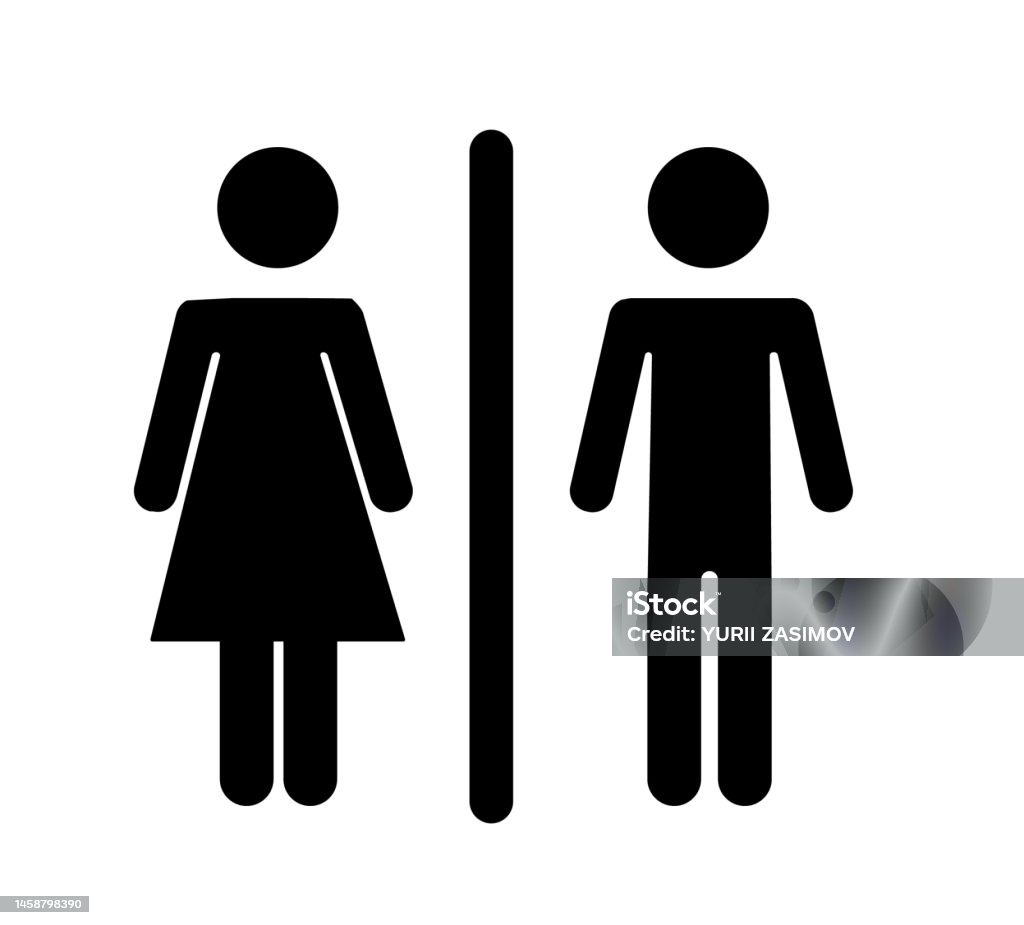 Restroom Or Bathroom For Man And Woman To Peeing Funny Vector Wc