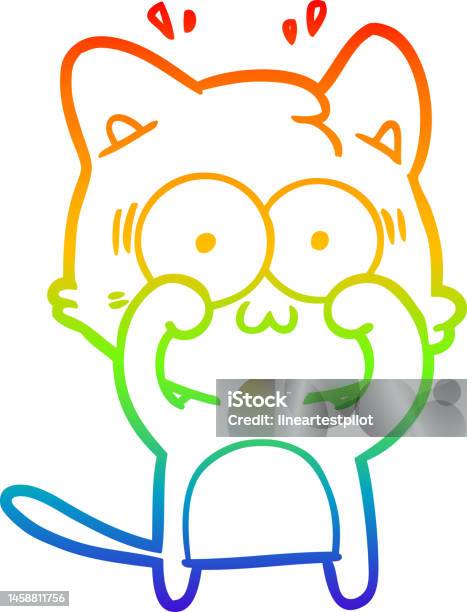 Dessin Au Trait Dégradé Arcenciel Dun Chat Surpris De Dessin Animé