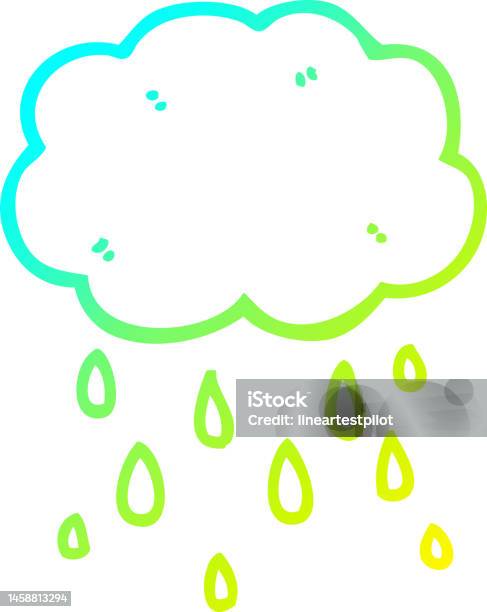 Dessin Au Trait Dégradé Froid Dun Nuage De Dessin Animé Qui Pleut