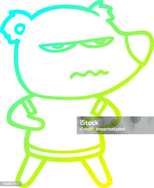Dessin Au Trait Dégradé Froid Dun Dessin Animé Dours Agacé Vecteurs
