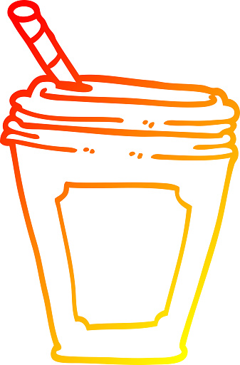 Dessin Au Trait Dégradé Chaud Dune Tasse De Café De Dessin Animé Avec