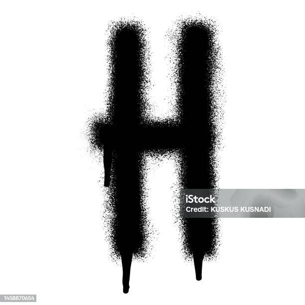 Grafiti Font Alphabet H Dengan Cat Semprot Hitam Ilustrasi Vektor
