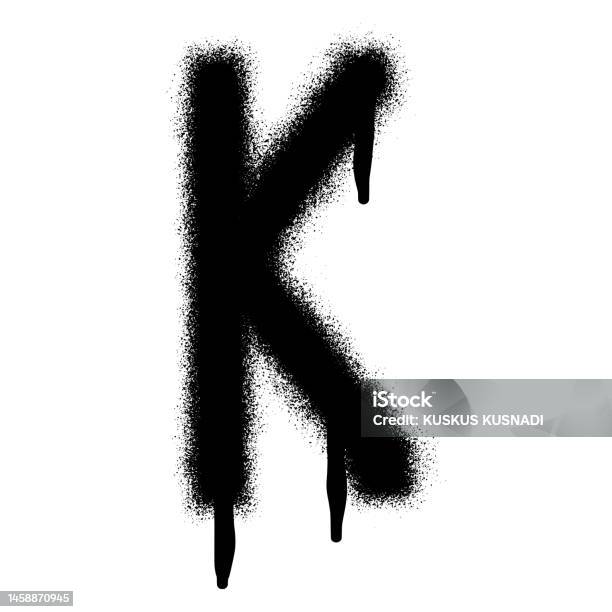 Grafiti Font Alphabet K Dengan Cat Semprot Hitam Ilustrasi Vektor