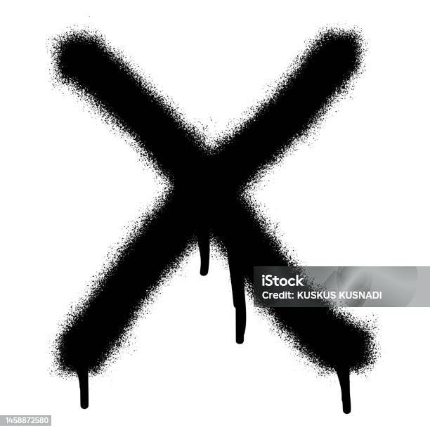 Grafiti Font Alphabet X Dengan Cat Semprot Hitam Ilustrasi Vektor